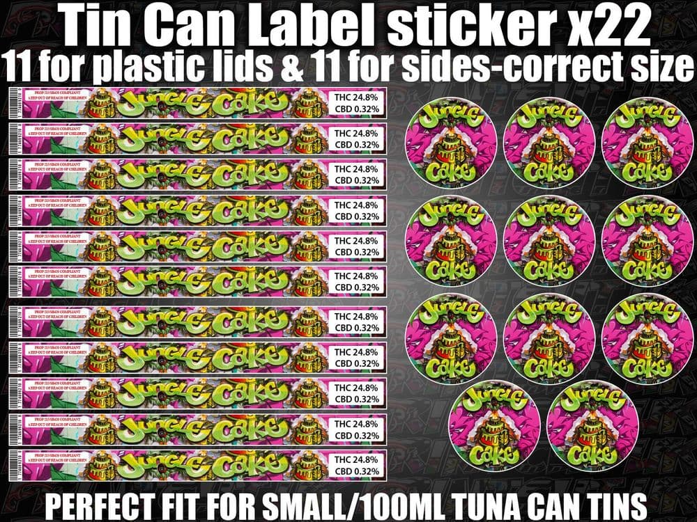 JUNGLE CAKE Cali Tin Labels Stickers Marijuana weed RX Medical Cannabis ...
