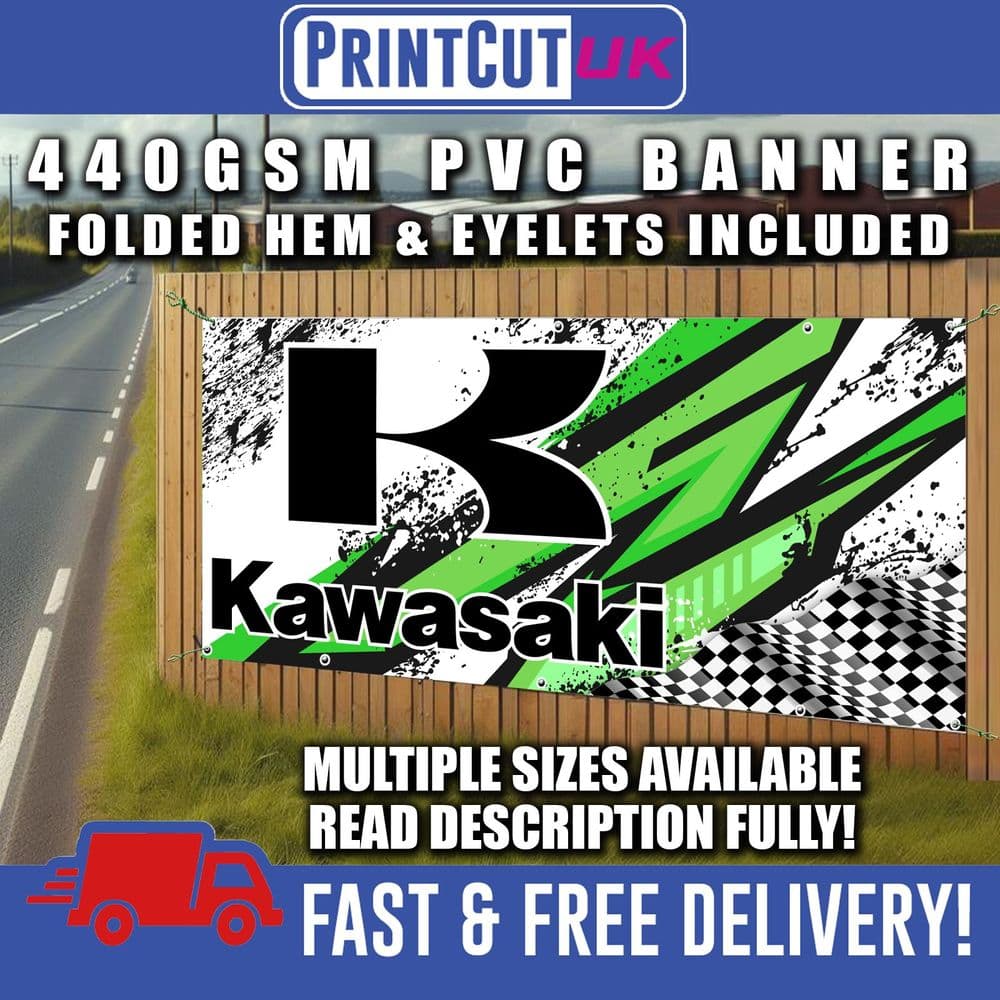 KAWASAKI PVC BANNER SIGN SIGNS Indoor Outdoor workshop shed mechanic ...