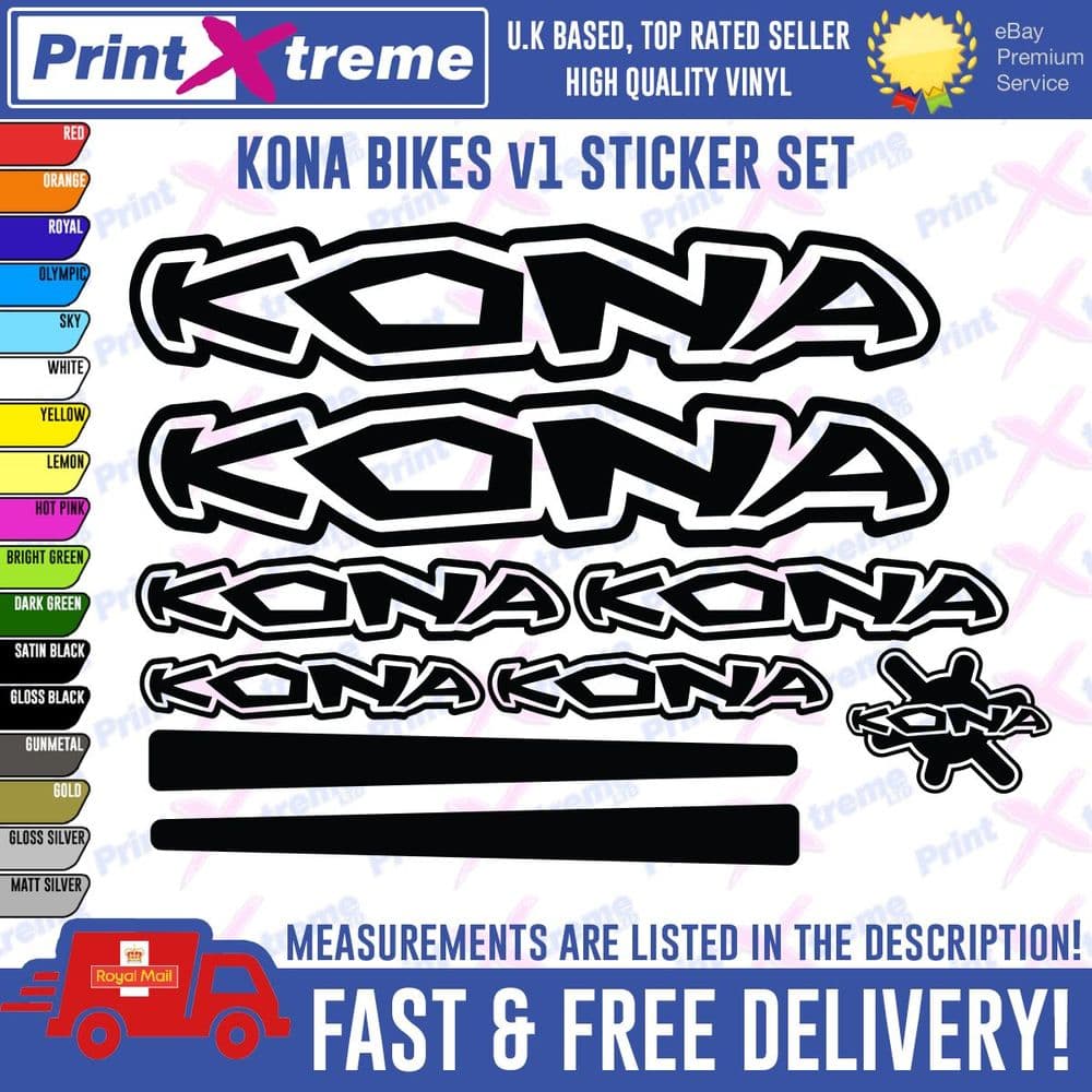 KONA BIKES Vinyl Decals Stickers Mountain Bike Cycling Bmx HIGH QUALITY V1