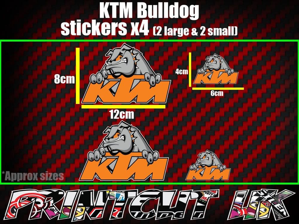 Ktm Bulldog Stickers x4 Duke sx mx exc sxf xc-w gs mxc 690 RC8 ...