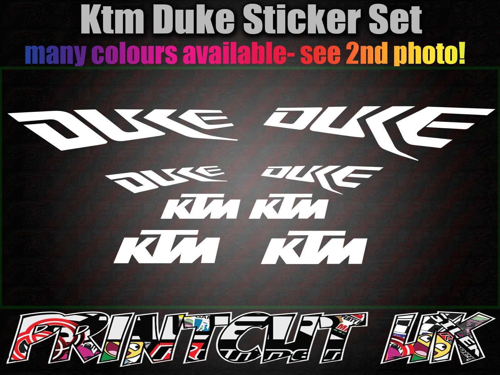 KTM Duke Sticker Decal Set CHOICE OF 16 COLOURS 125 200 390 690 1290