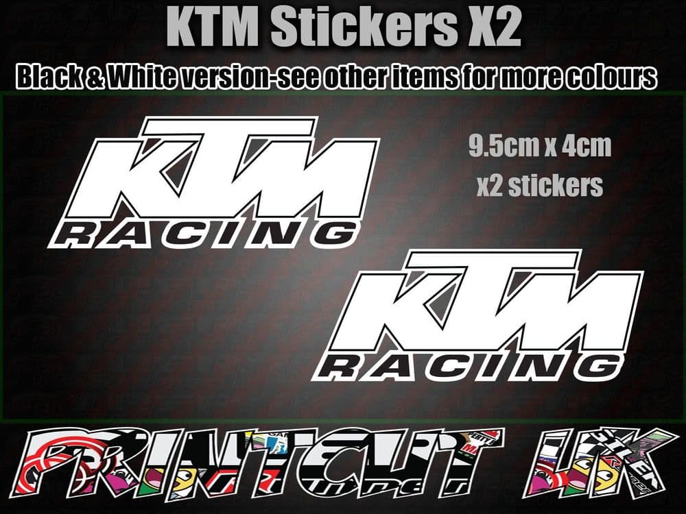 Ktm Racing Sticker x2 Duke sx mx exc sxf xc-w gs mxc supermoto car van ...