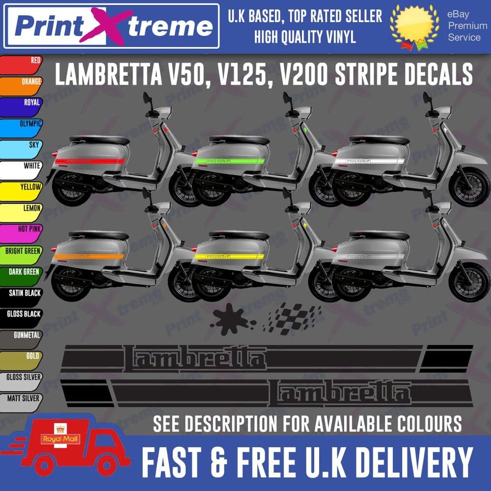 Lambretta V Special V50 v125 v200 stripes stickers decals Lambretta ...