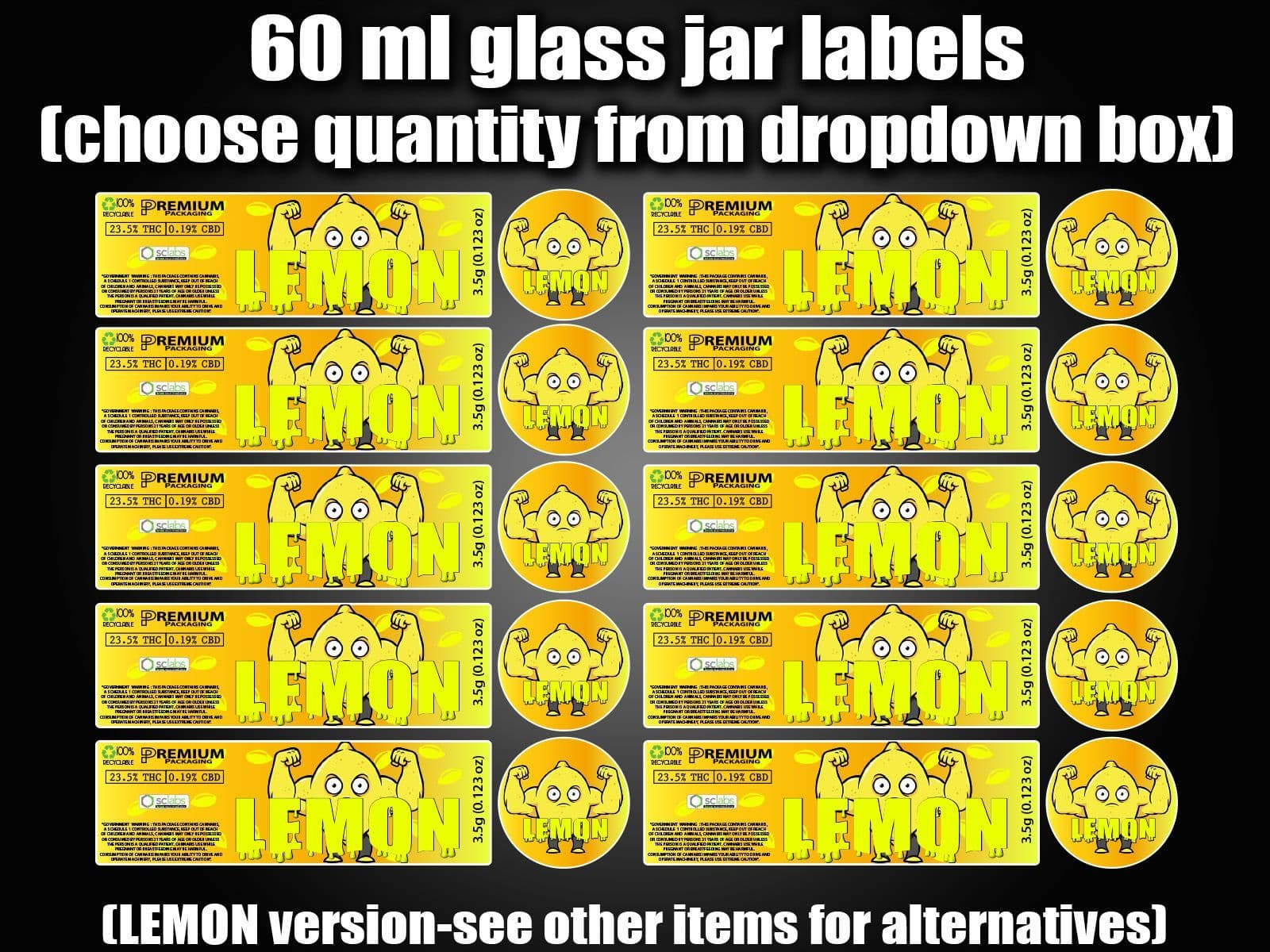 LEMON 60ml glass cali jar labels RX pressitin HIGH QUALITY