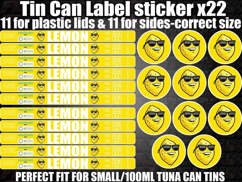 LEMON Cali Tin Labels Stickers Marijuana weed RX Medical Cannabis can ...