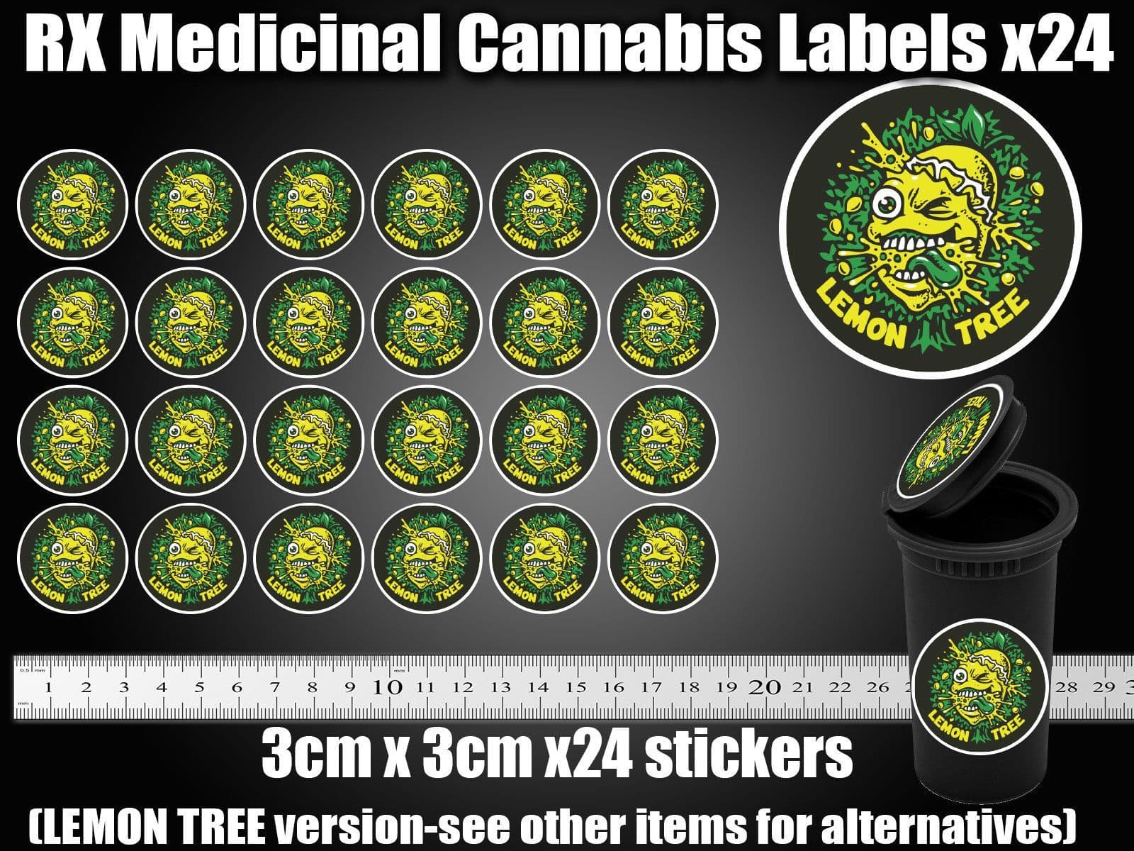 LEMON TREE Cannabis Labels Stickers 13 Dram pop top Medical Marijuana ...