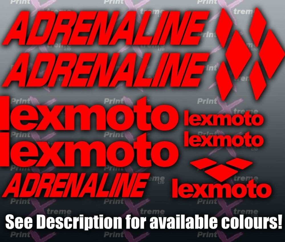 Lexmoto ADRENALINE Scooter Stickers / Decal Set ALL COLOURS AVAILABLE