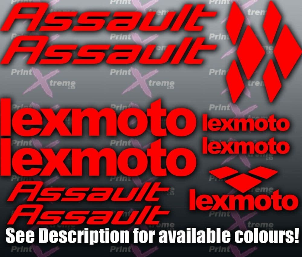 Lexmoto ASSAULT Scooter Stickers / Decal Set ALL COLOURS AVAILABLE