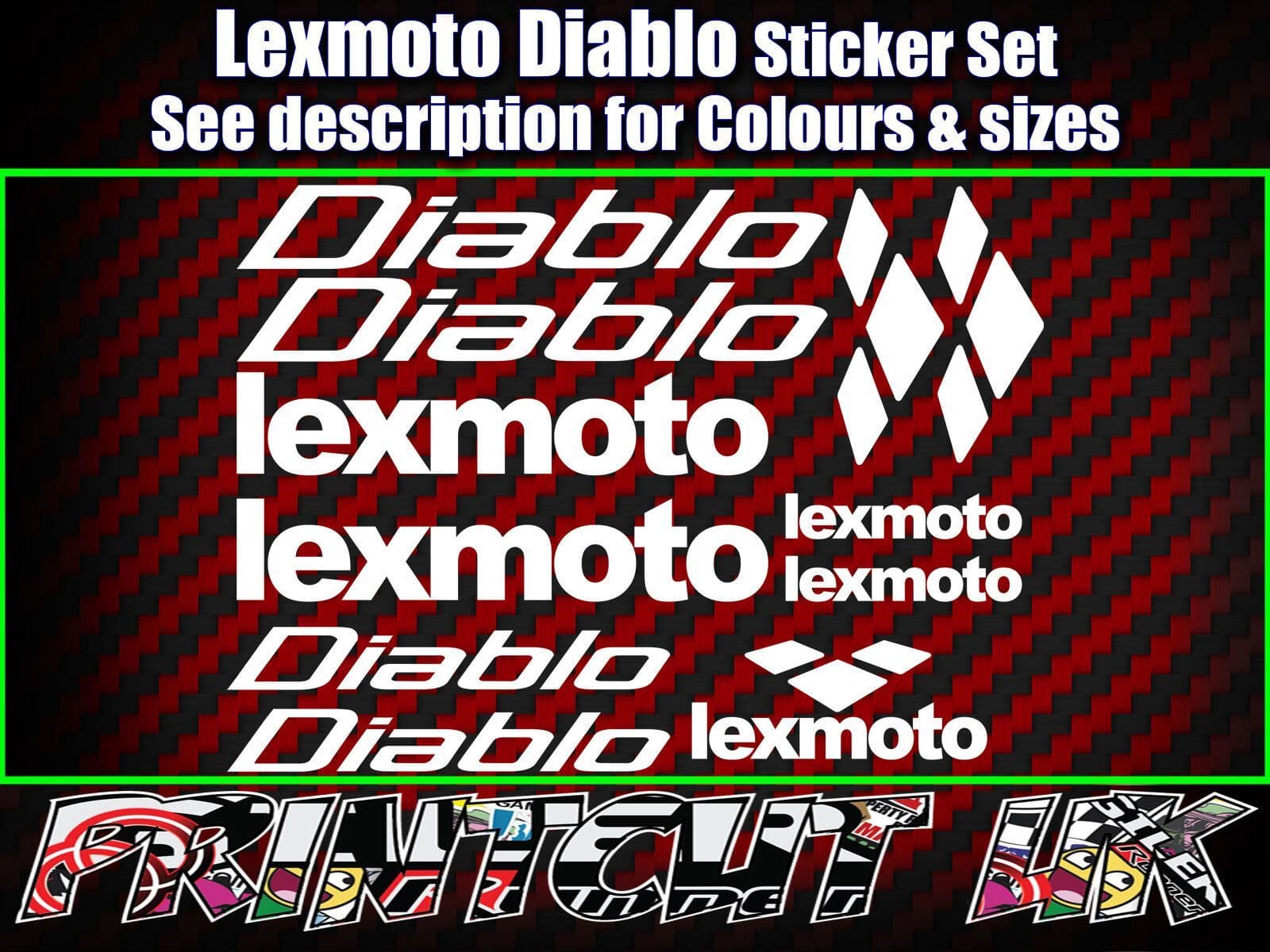 Lexmoto DIABLO Scooter Stickers / Decal Set ALL COLOURS AVAILABLE