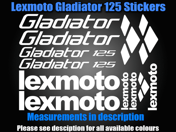 Lexmoto GLADIATOR Scooter Stickers / Decal Set ALL COLOURS AVAILABLE