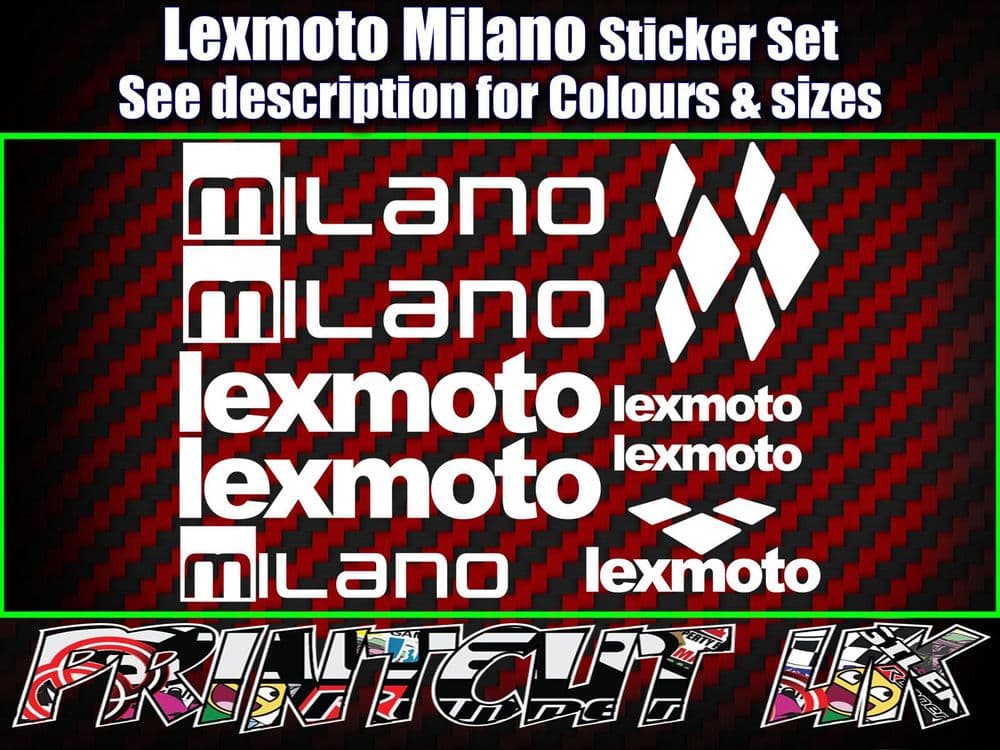 Lexmoto MILANO Scooter Stickers / Decal Set ALL COLOURS AVAILABLE