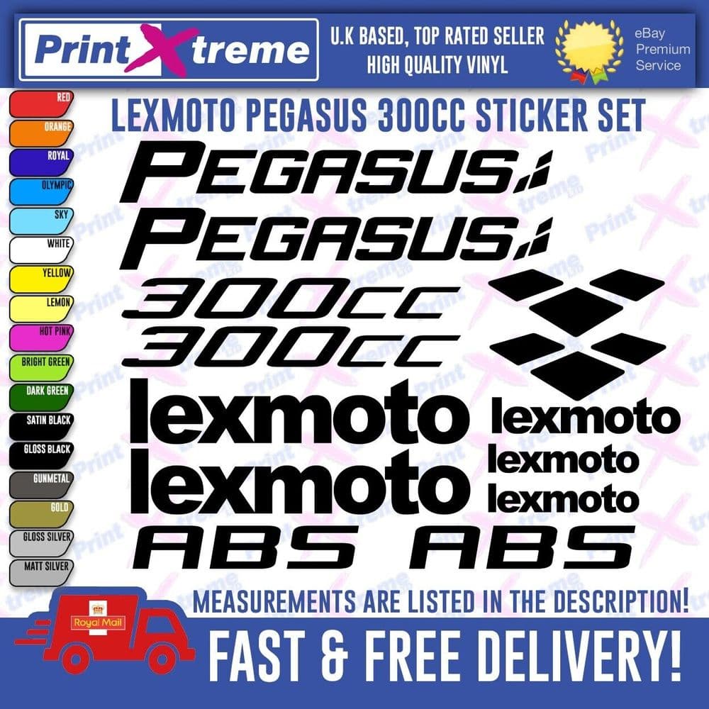 Lexmoto PEGASUS 300 Scooter Stickers / Decal Set ALL COLOURS AVAILABLE