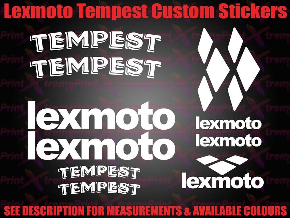 Lexmoto TEMPEST Scooter Stickers / Decal Set ALL COLOURS AVAILABLE