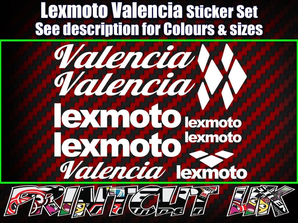 Lexmoto VALENCIA Scooter Stickers / Decal Set ALL COLOURS AVAILABLE