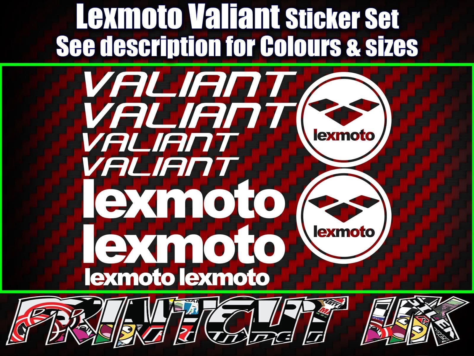 Lexmoto VALIANT Scooter Stickers / Decal Set ALL COLOURS AVAILABLE