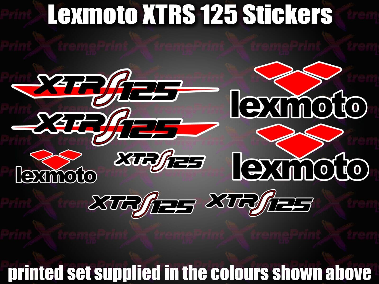 Lexmoto XTRS 125 Scooter Stickers / Decal Set colours as shown in image