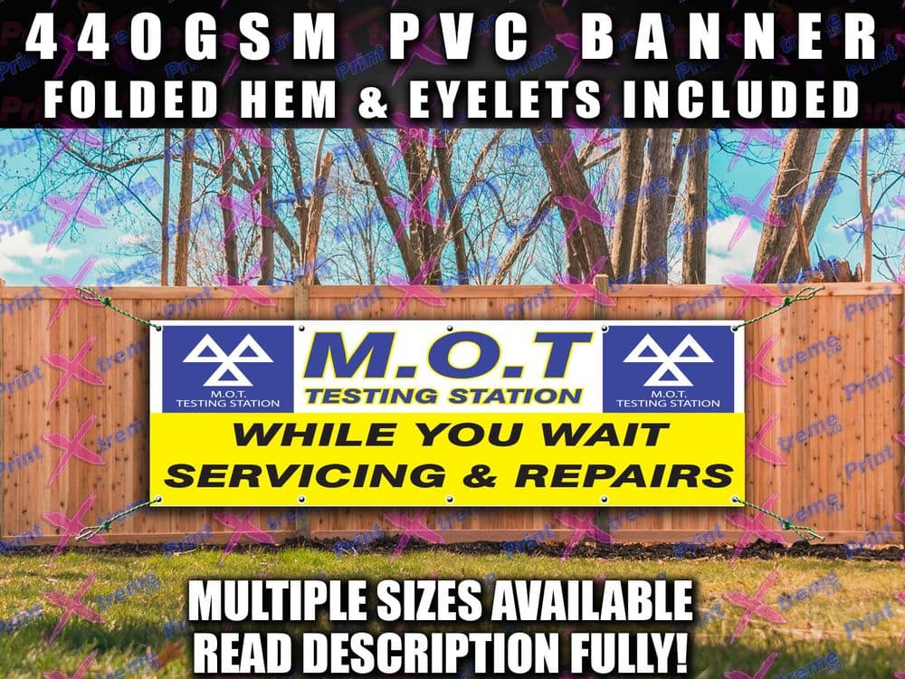 M O T MOT BANNER SIGN SIGNS Indoor Outdoor Garage Mechanic workshop PVC ...