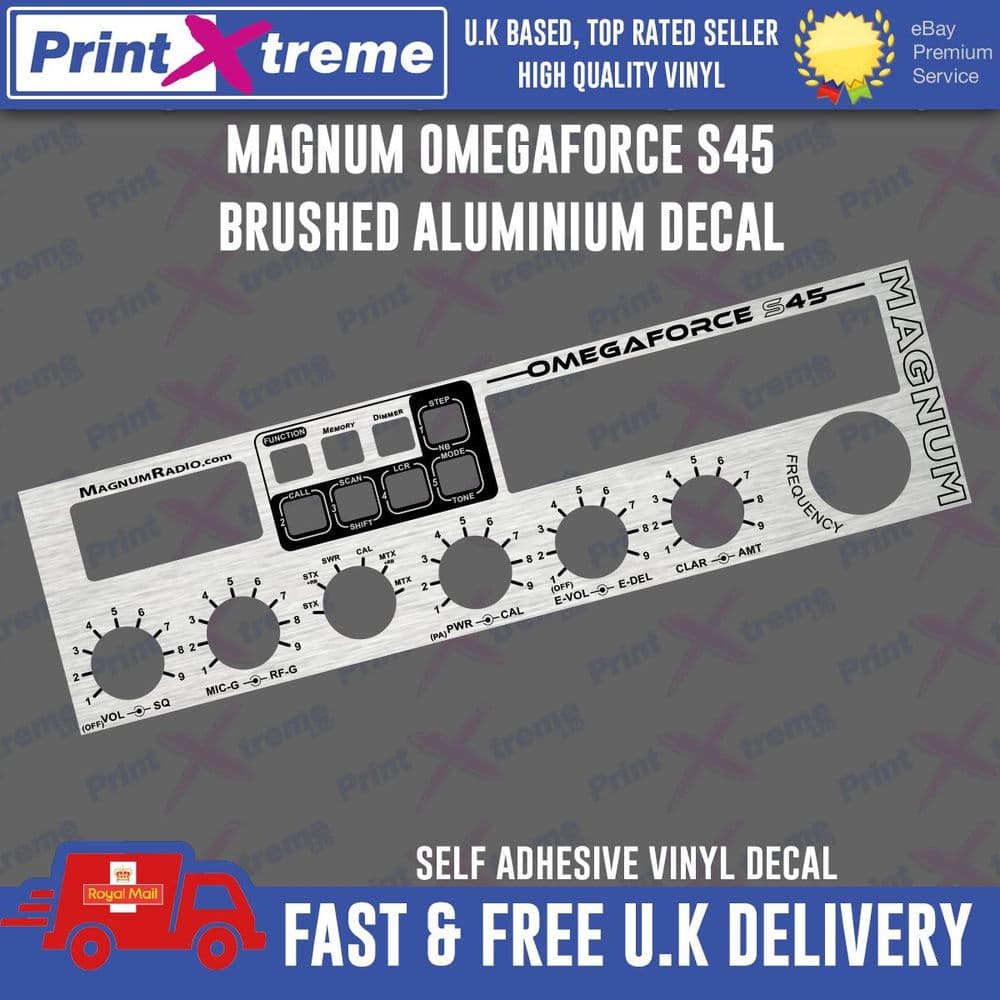 MAGNUM OMEGAFORCE S45 cb radio faceplate bezel Decal Sticker BRUSHED ...
