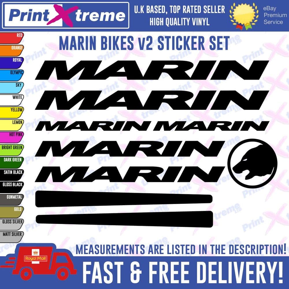 MARIN BIKES Vinyl Decals Stickers Mountain Bike Cycling Bmx HIGH QUALITY V2