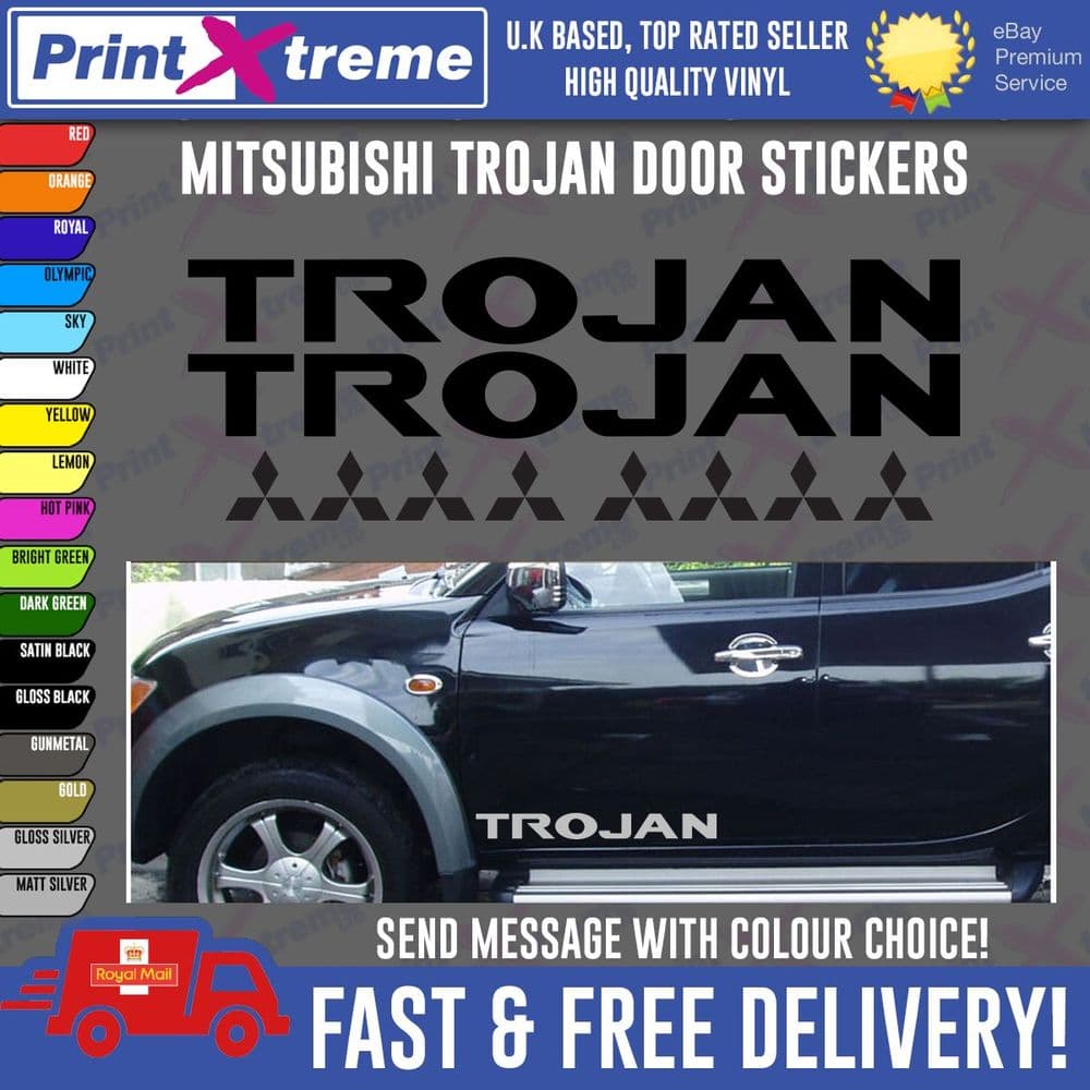 Mitsubishi L200 TROJAN Side Door decals stickers Barbarian warrior Mitsi x2