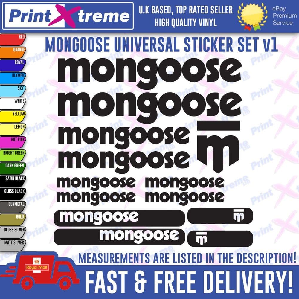 MONGOOSE UNIVERSAL Vinyl Decals Stickers Mountain Bike Cycling Bmx HIGH ...