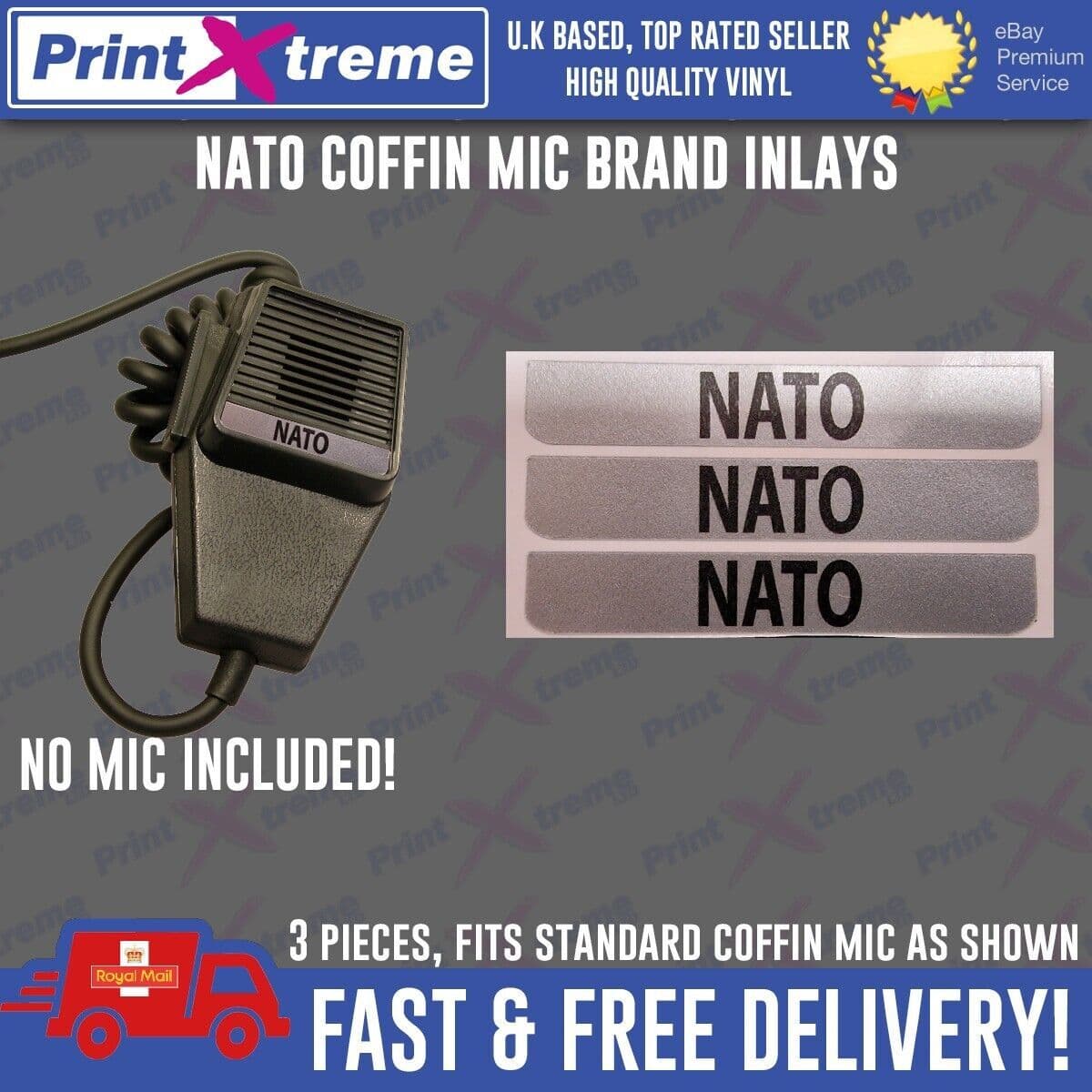 NATO cb radio COFFIN MIC INLAY STICKER Decal self adhesive NO MIC INCLUDED