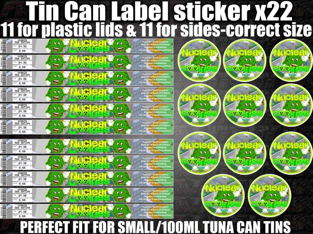 NUCLEAR COOKIES Cali Tin Labels Sticker Marijuana weed RX Medical ...
