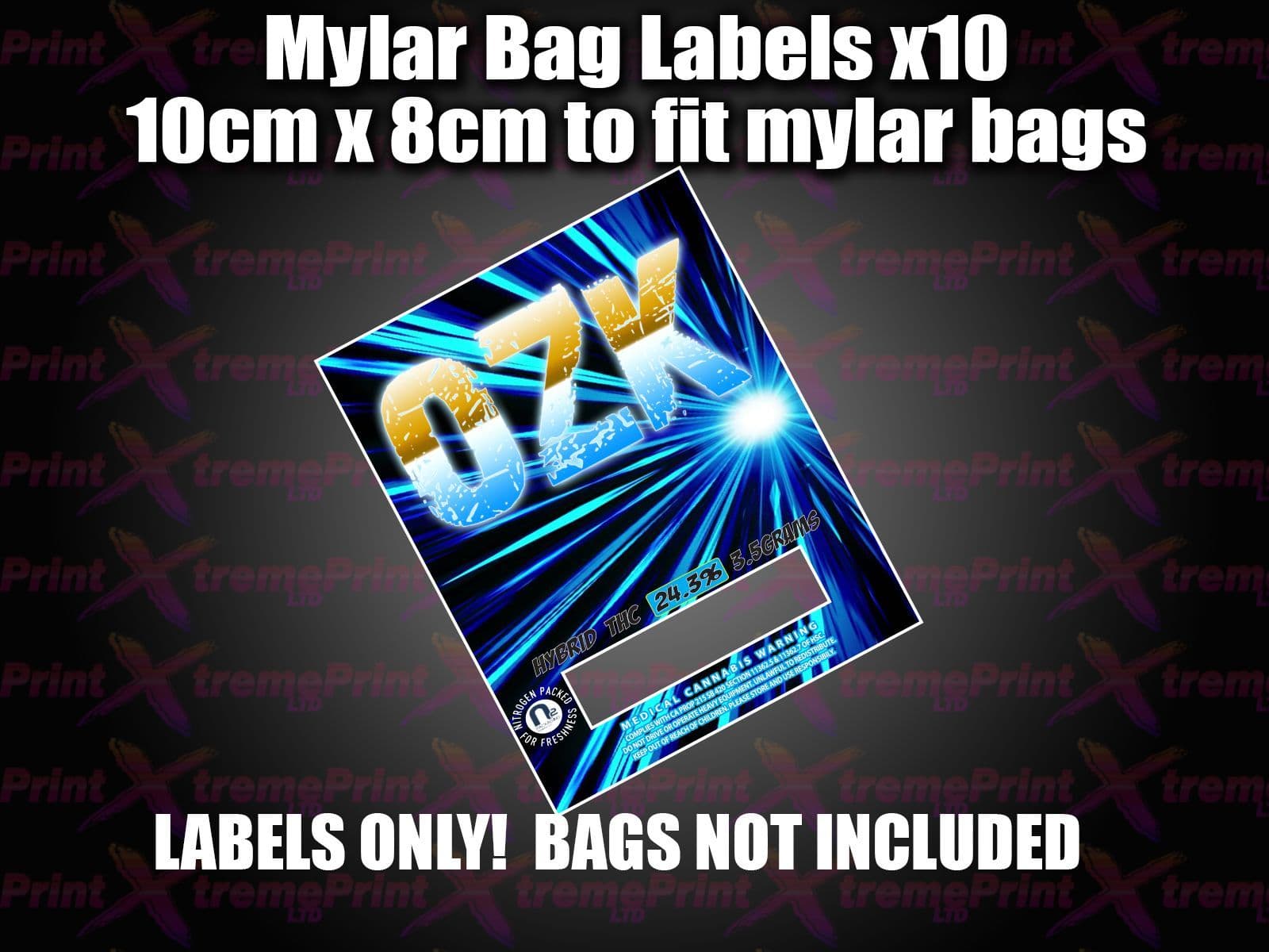 OZK MYLAR BAG POUCH LABELS 10CM X 8CM Cali Stickers strain OG KUSH