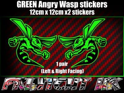 Pair of GOLD Angry Wasp Stickers laptop helmet bike car scooter vespa ...