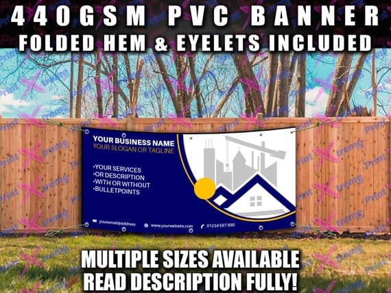 PERSONALISED CONSTRUCTION COMPANY BANNER SIGN SIGNS Outdoor PVC BUILDER ...