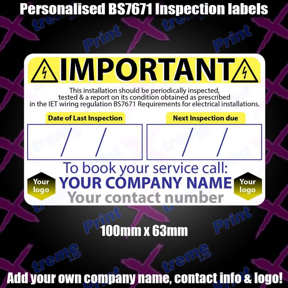 Personalised Electric Inspection BS7671 Labels Electrician Sticker ...