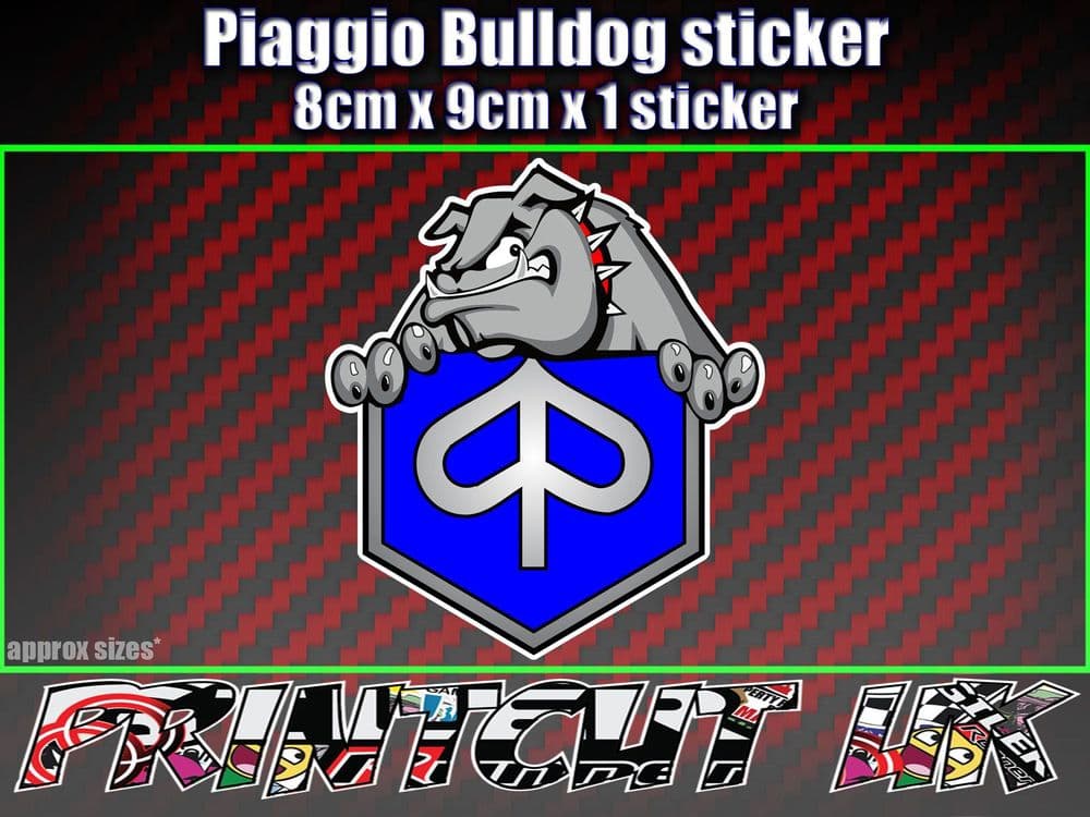 Piaggio Bulldog Sticker x1 Typhoon Zip Beverley fly vespa gilera car ...
