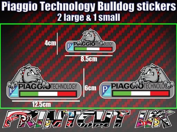 piaggio Technology Bulldog Stickers x3 Decal Mod Scooter zip typhoon vespa