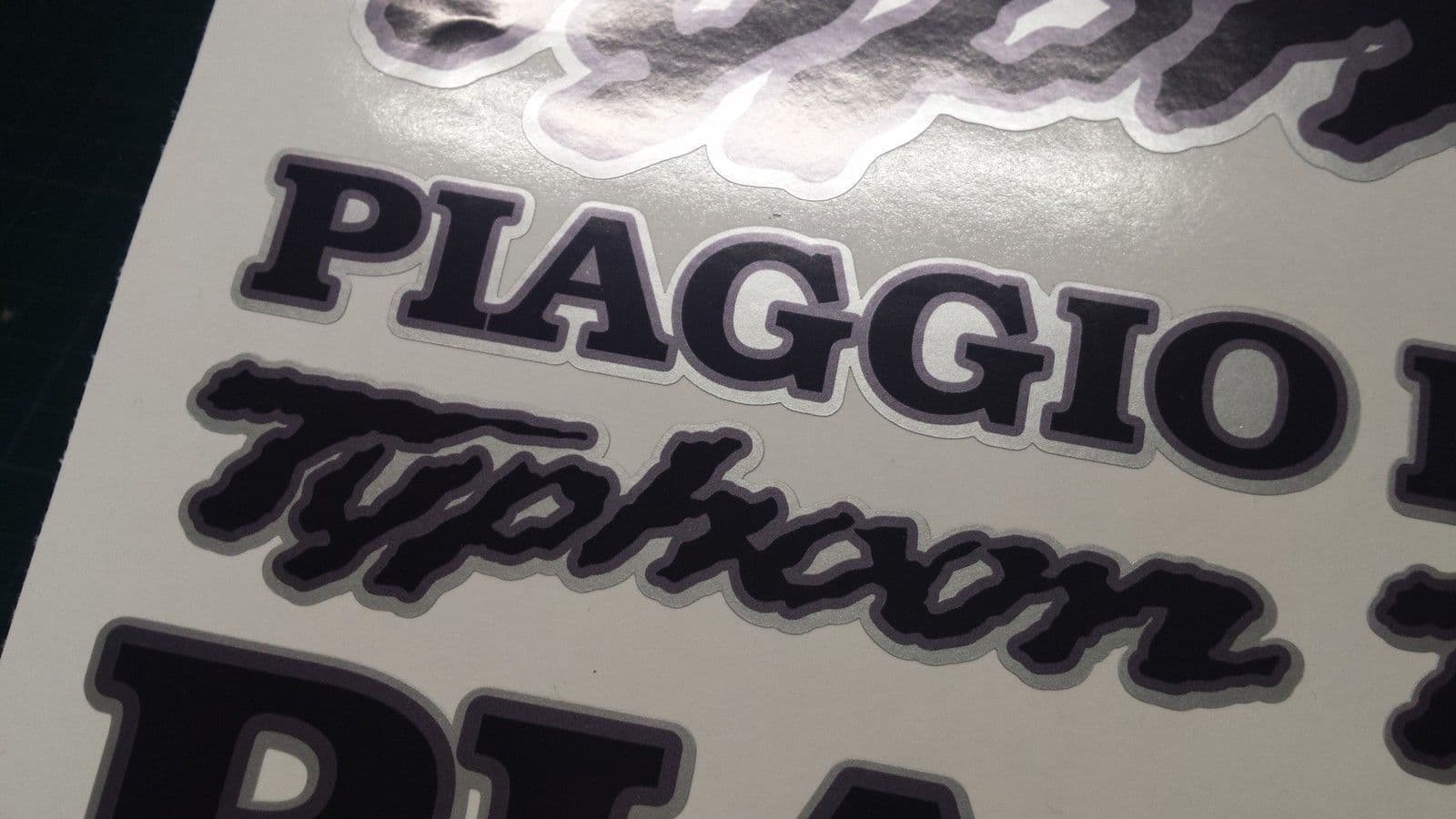Piaggio Typhoon Decals/Stickers 50 70 80 125 172 183 Black Grey Silver ...