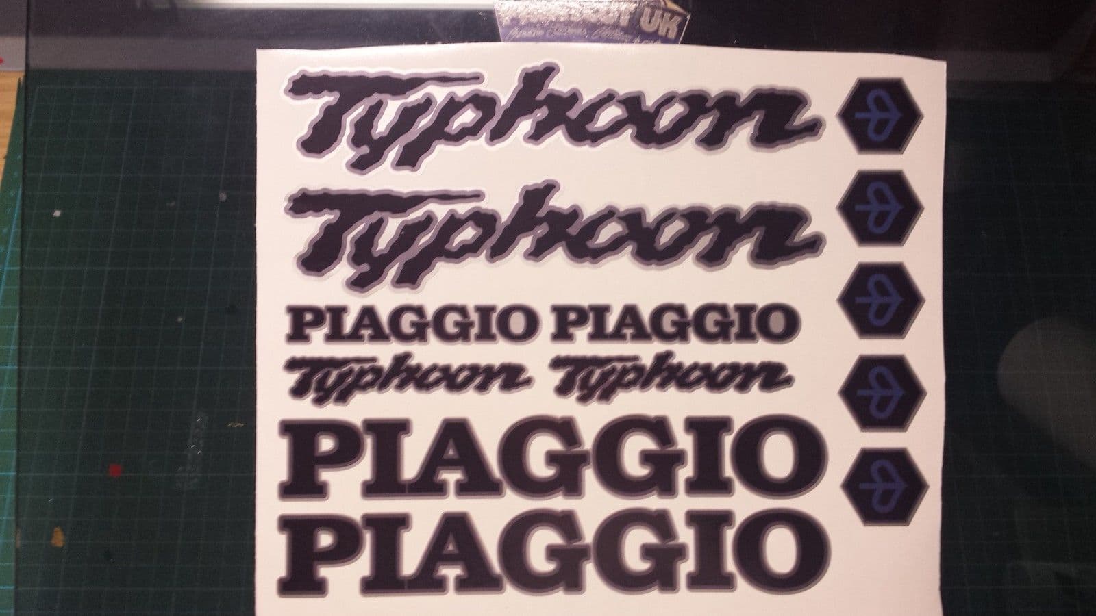 Piaggio Typhoon Decals/Stickers 50 70 80 125 172 183 Black Grey Silver ...