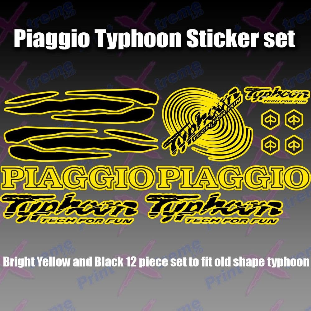 Piaggio Typhoon Tech for fun Decals/Stickers 50 80 125 172 183 YELLOW ...