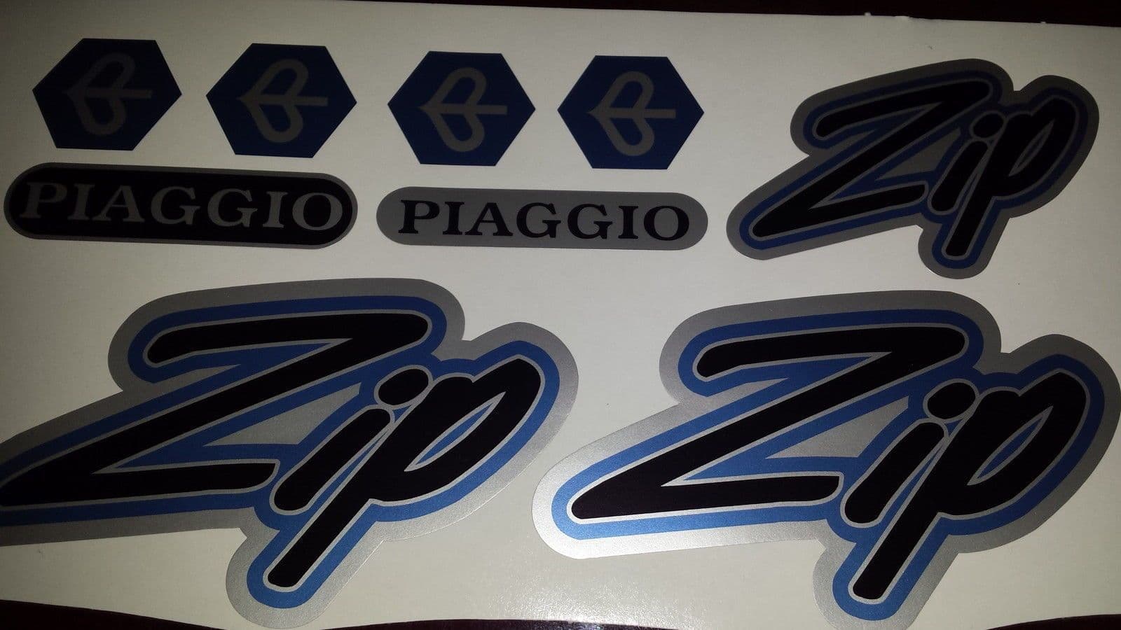 Piaggio ZIP Decals / Sticker Set Full Colour Blue Black Silver