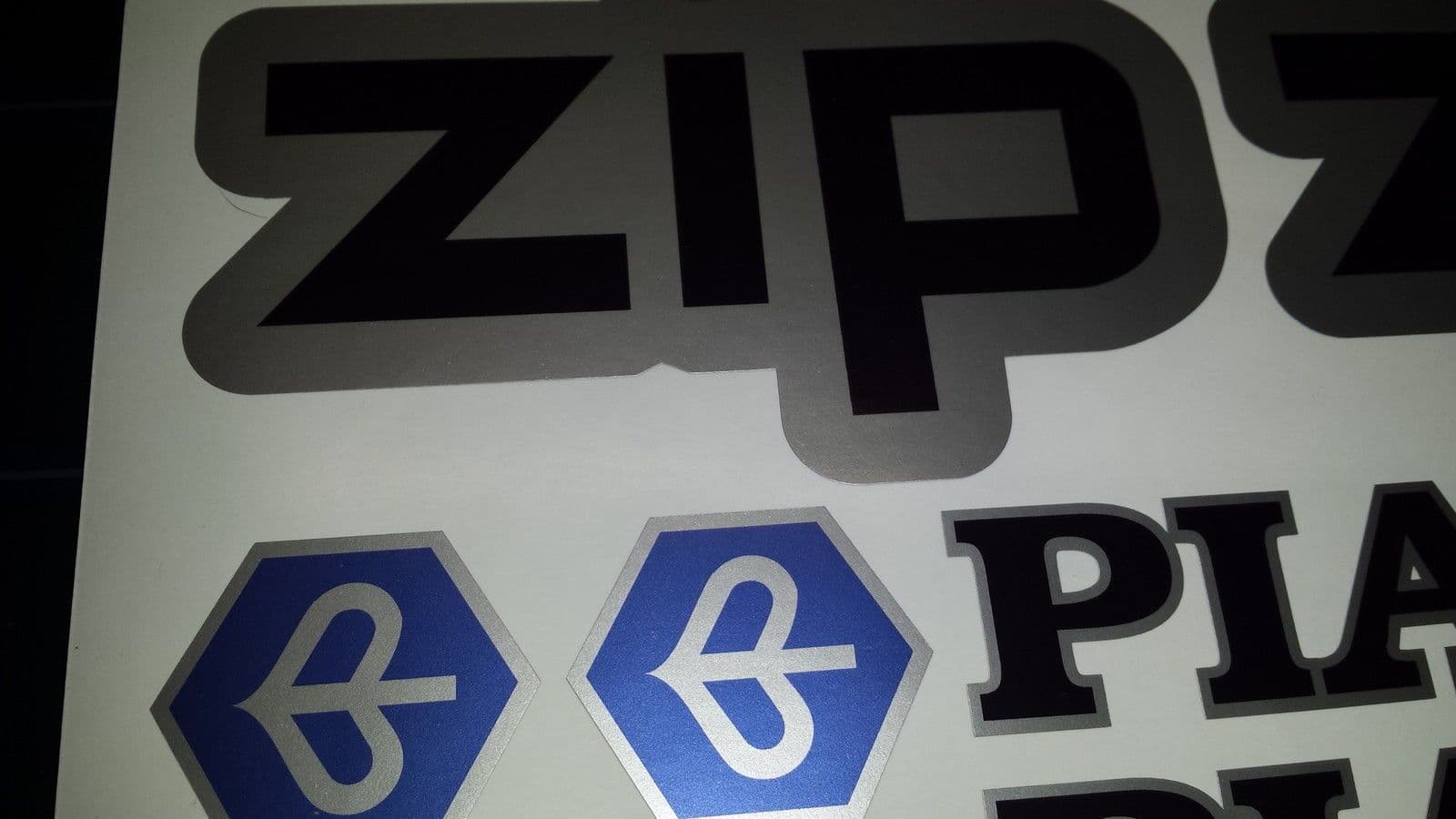 Piaggio ZIP Printed Decals / Stickers set Kit Black Blue Silver
