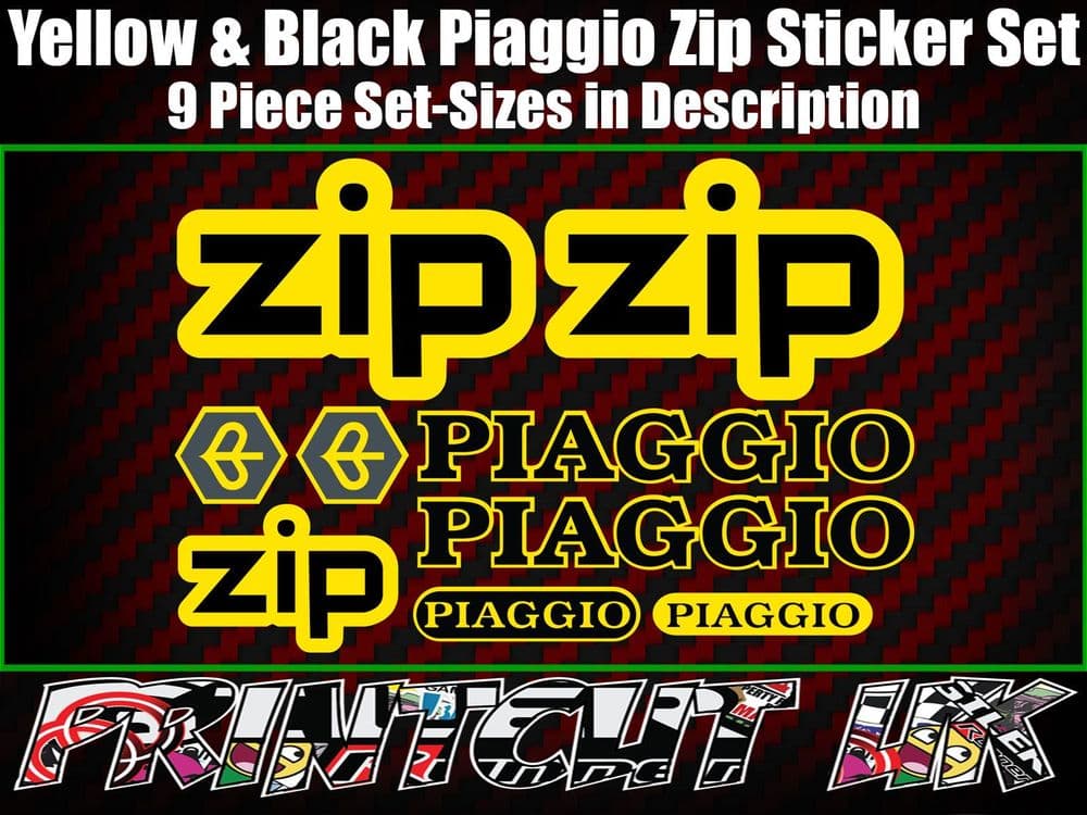 Piaggio ZIP Sticker Decal 9 piece Set 50 70 100 125 Scooter Moped ...