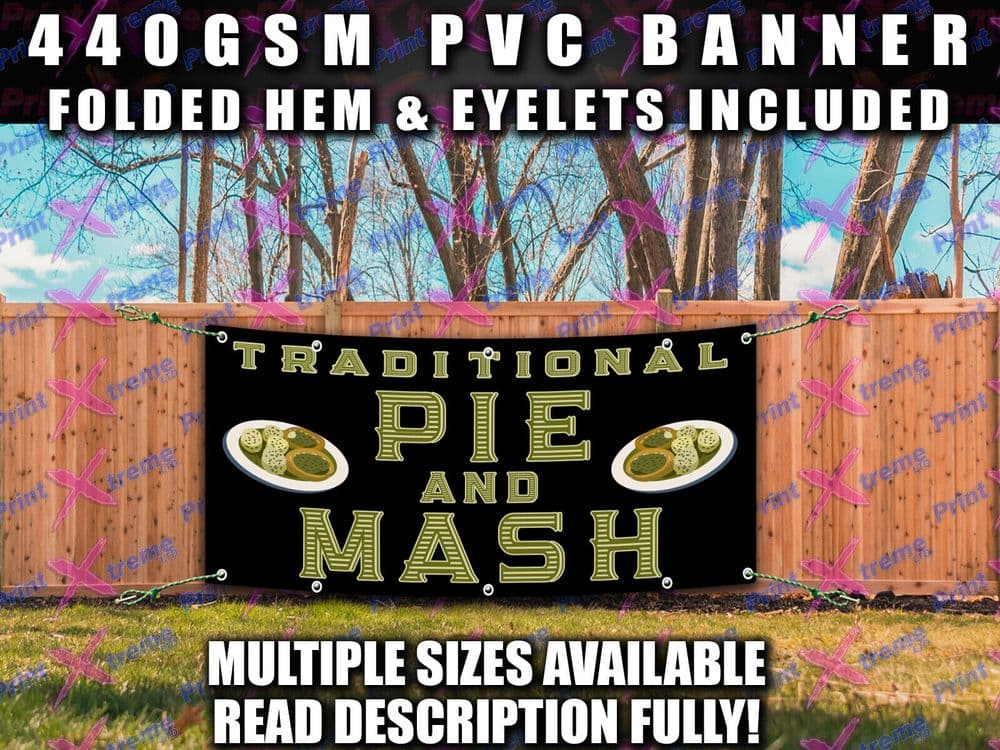 PIE AND MASH SOLD HERE BANNER SIGN SIGNS Outdoor TRADITIONAL CAFE ...