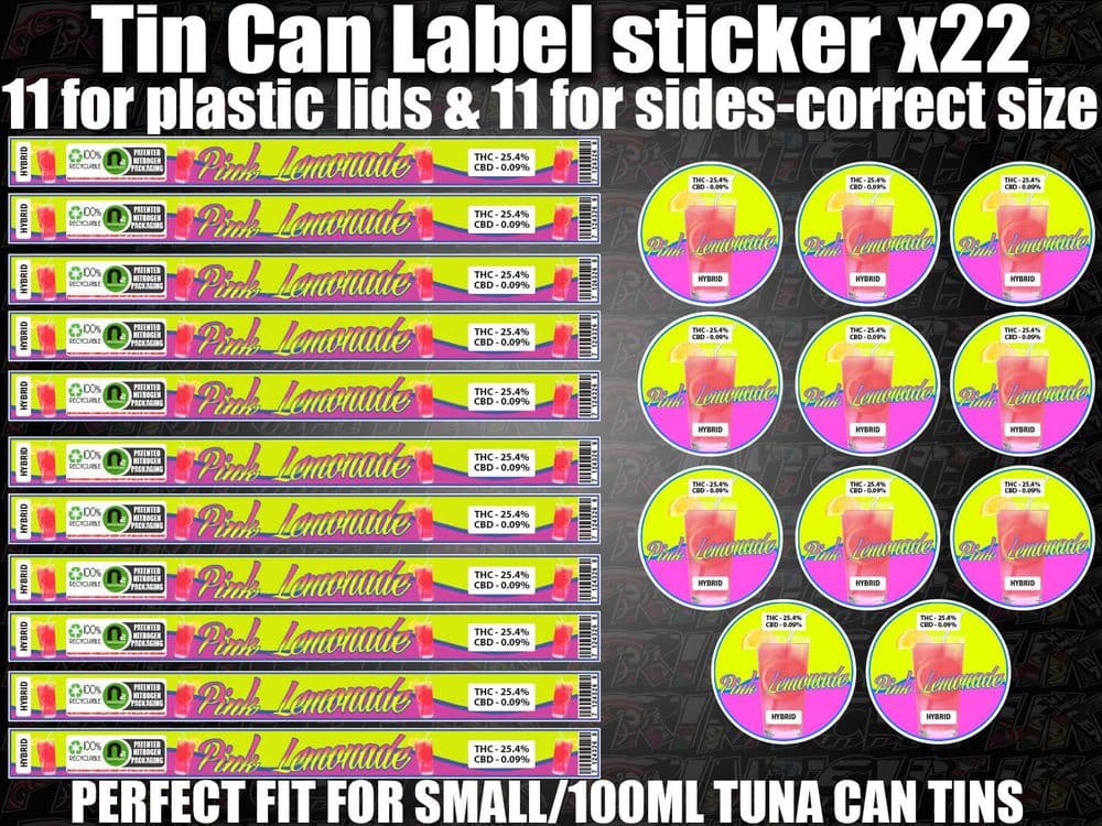 PINK LEMONADE Cali Tin Labels Stickers Marijuana weed RX Medical ...