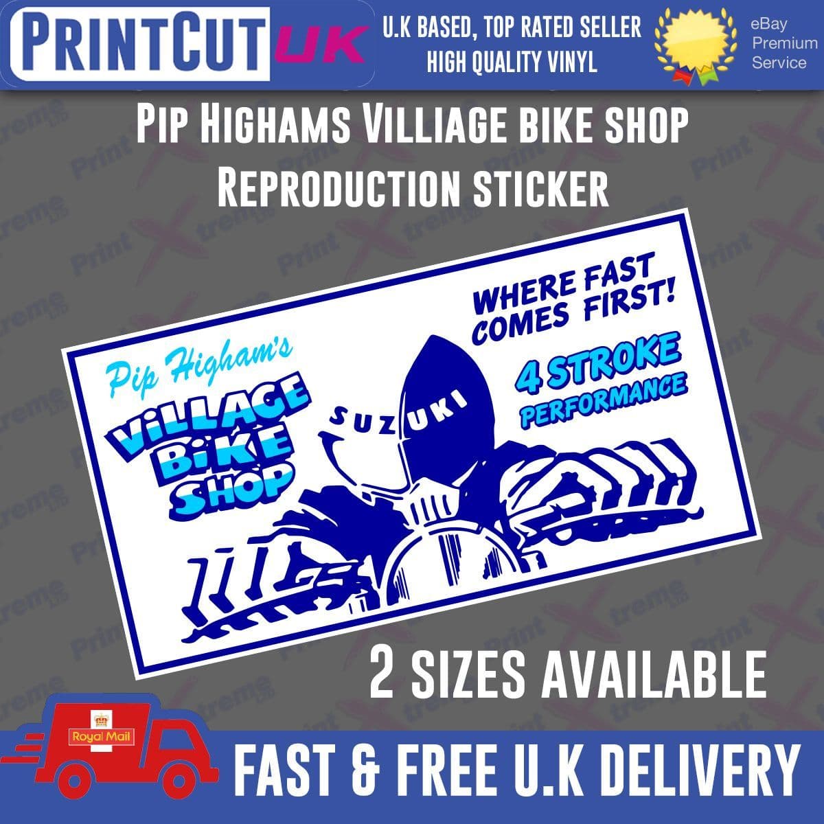 PIP HIGHAMS VILLIAGE BIKE SHOP SUZUKI DEALER REPRODUCTION STICKER