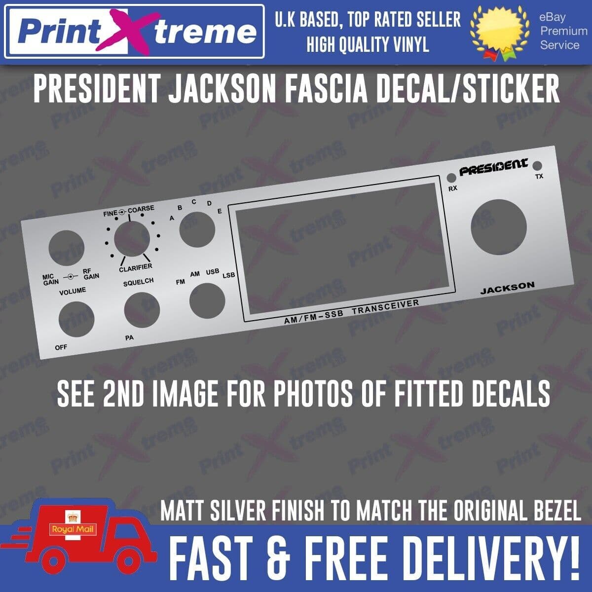 PRESIDENT JACKSON cb radio faceplate Decal Sticker bezel self adhesive ...