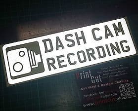 REFLECTIVE DASH CAM RECORDING Sticker x1 Car Van Lorry Truck Boat safety