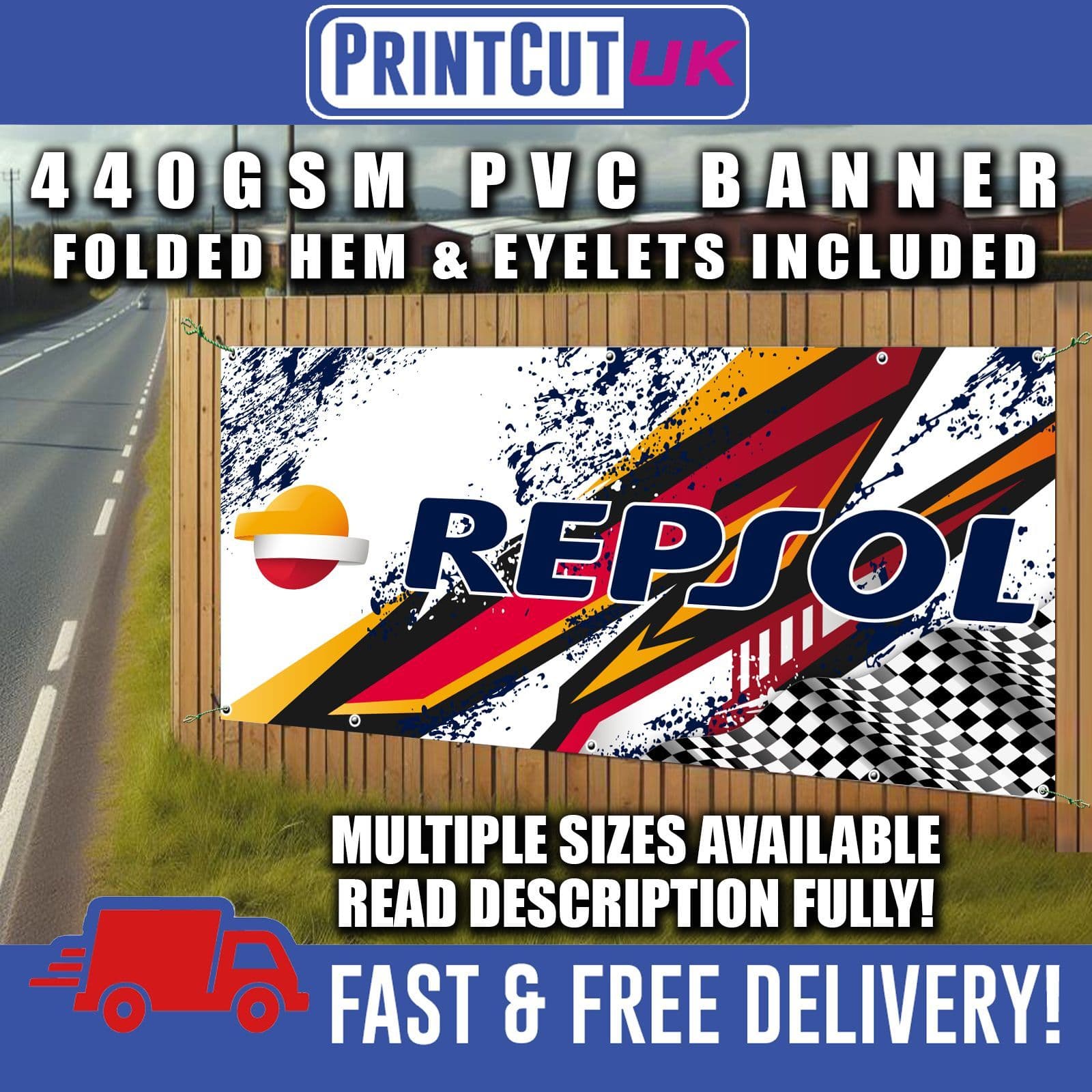 REPSOL PVC BANNER SIGN SIGNS Indoor Outdoor workshop shed mechanic ...