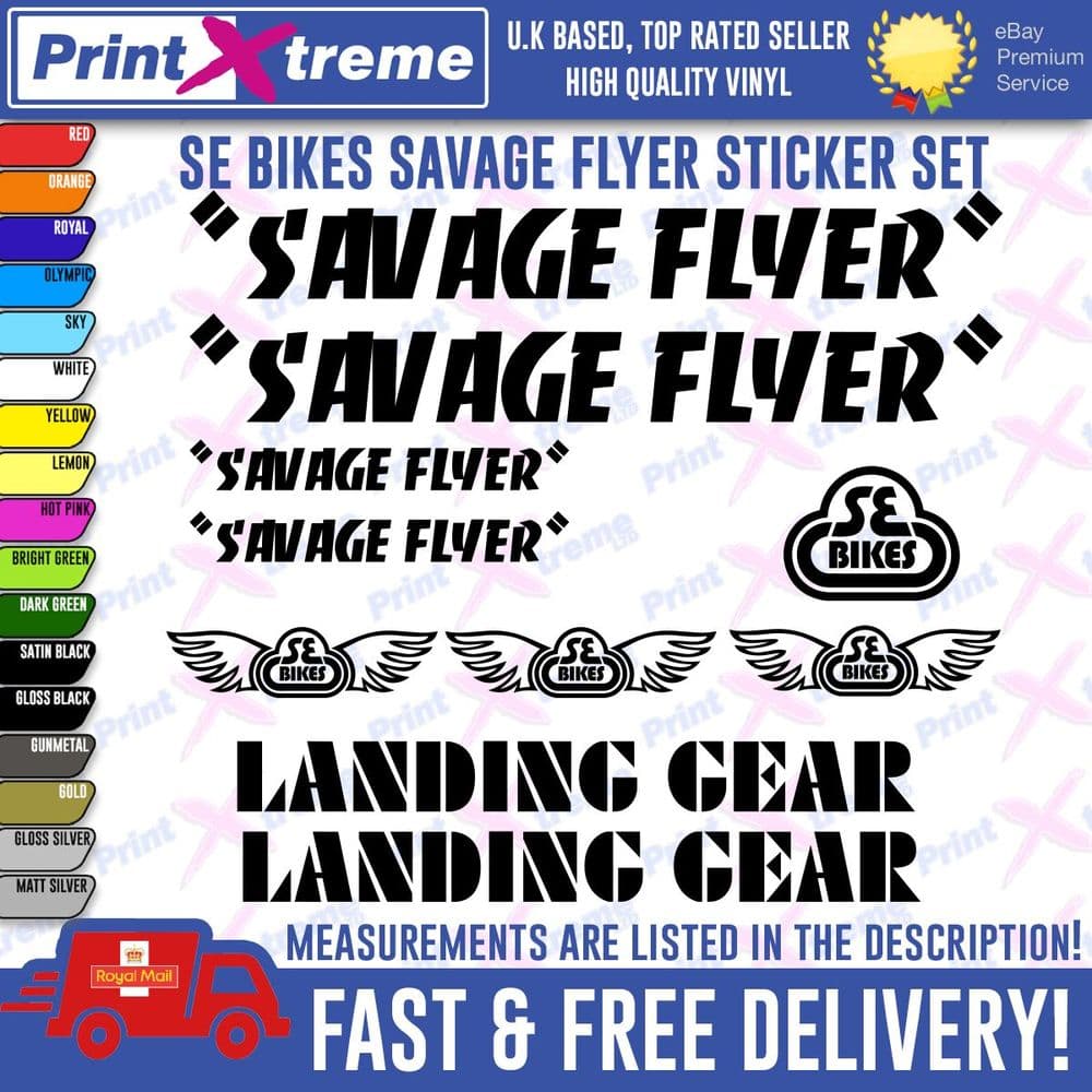 SAVAGE FLYER BMX Vinyl Decals Stickers Bike Cycling SE BIKES LANDING GEAR