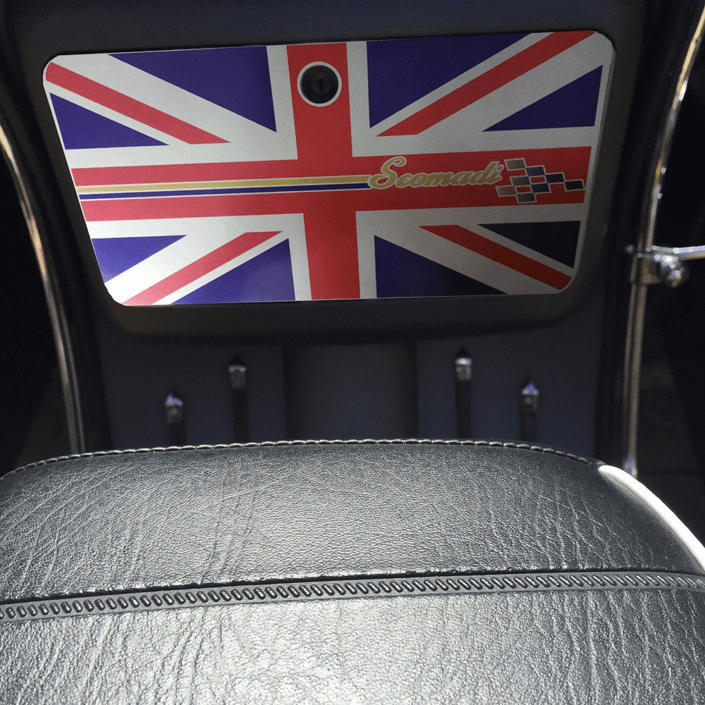 Scomadi Glove Box Sticker Wrap Decal METALLIC union jack with flagship ...