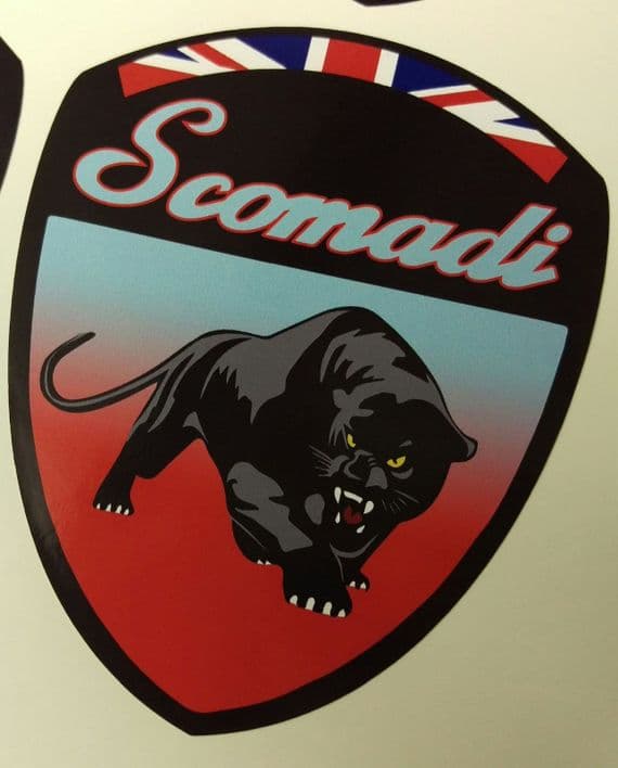 Scomadi Logo Badge Printed Decal Sticker BLUE & RED 2 TONE FP TL 50 125 200