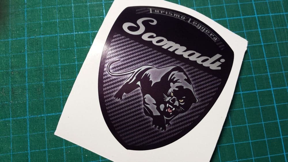 Scomadi Logo Badge Printed Decal Sticker innocenti mod nos vinyl BLACK ...