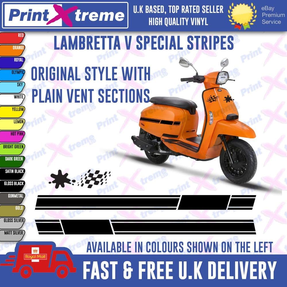 Scooter Stripes Stickers to fit Lambretta V Special v125 v200 Plain ...